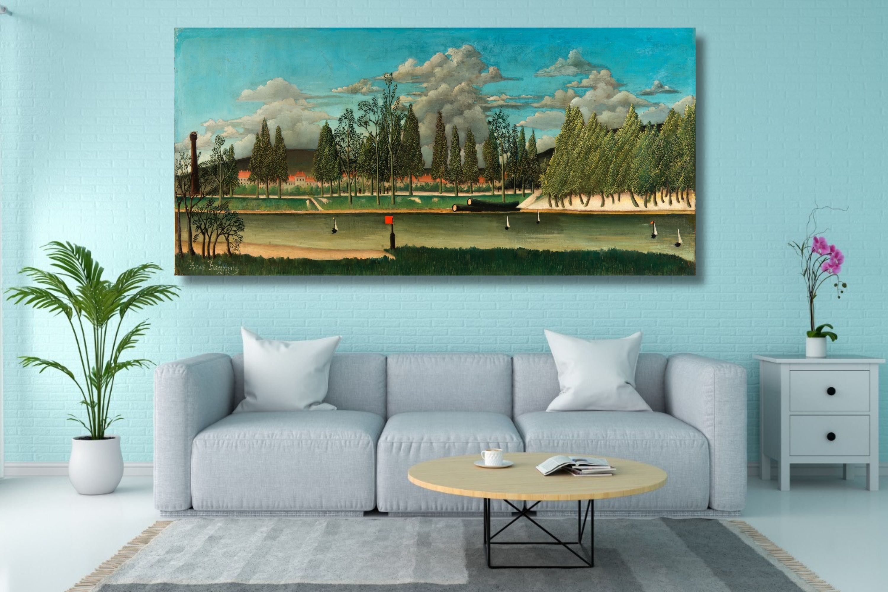 Henri Rousseau the Canal and Landscape With Tree Trunks Canvas Wall Art ...