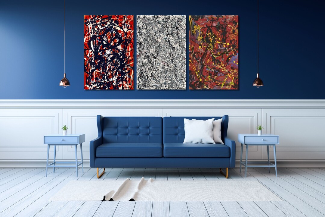 Set of 3 Jackson Pollock Canvas Wall Art Pollock Shooting Star Modern ...