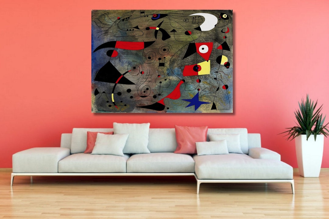 Joan Miro Ferra: Woman and Birds Canvas Wall Art, Woman Artwork ...
