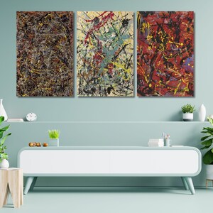 Set of 3 Jackson Pollock Canvas Wall Art Pollock Shooting Star Modern ...