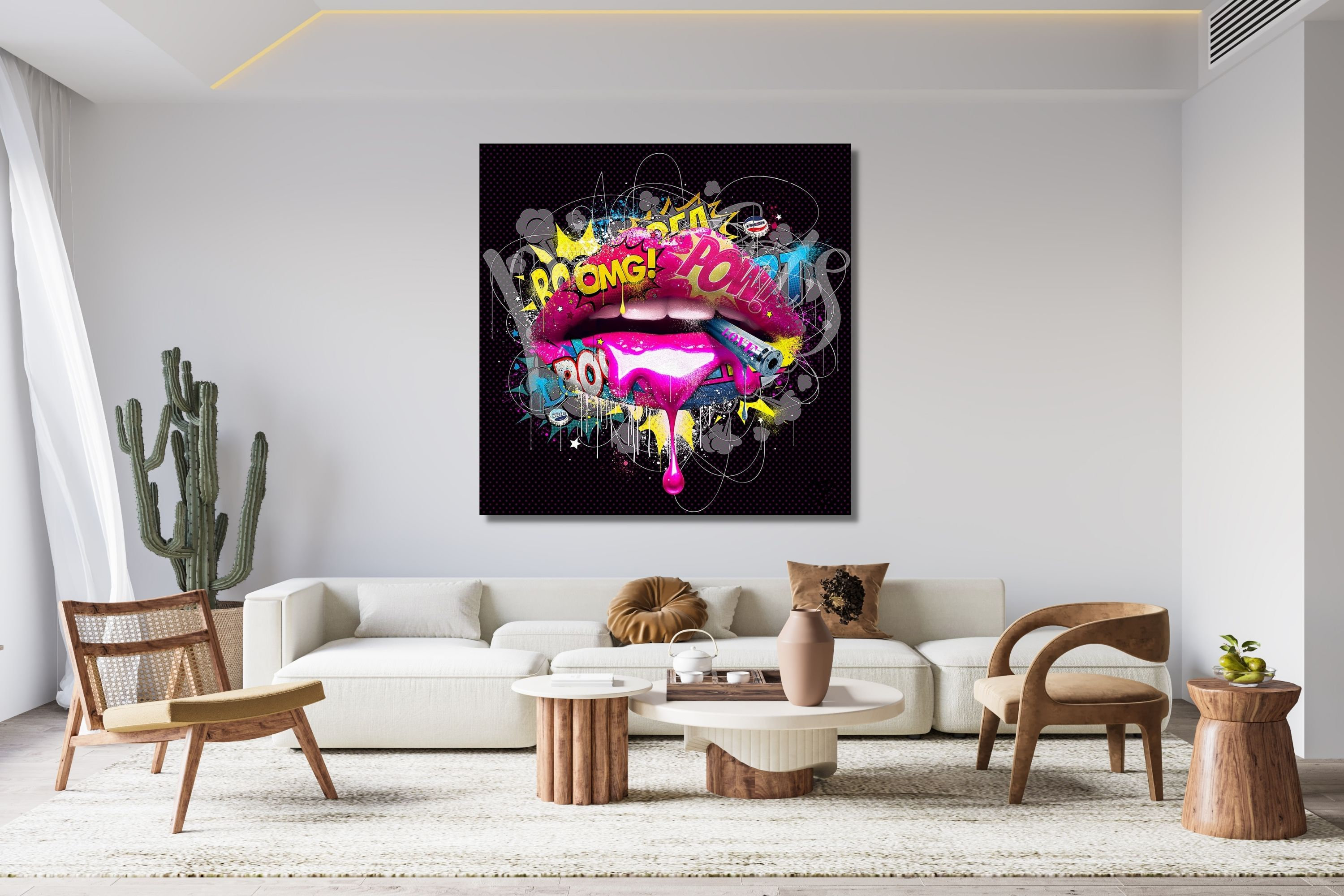 Banksy Lips Wall Decor Lips Graffiti Canvas Wall Art Pop Art Lips Wall ...