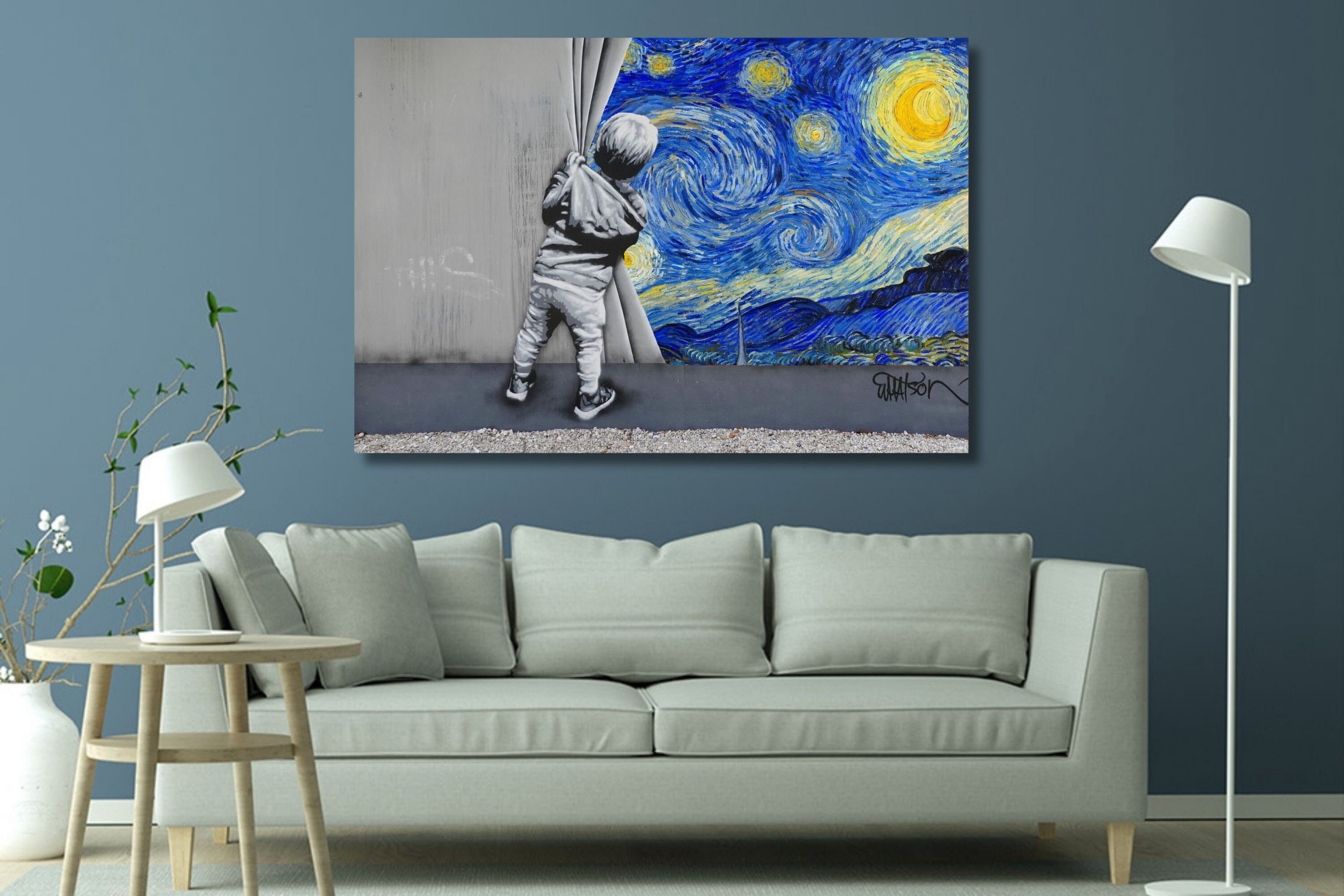 Martin Watson Banksy Van Gogh Canvas Behind the Curtain/banksy Wall Art ...