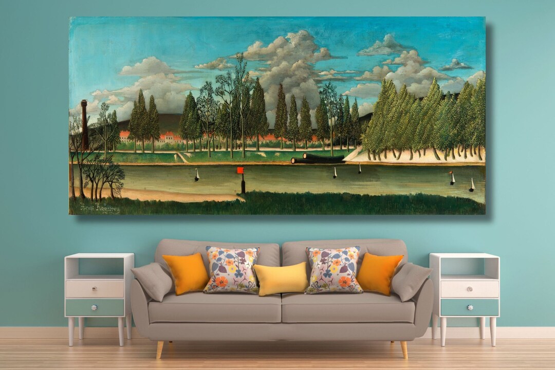 Henri Rousseau the Canal and Landscape With Tree Trunks Canvas Wall Art ...