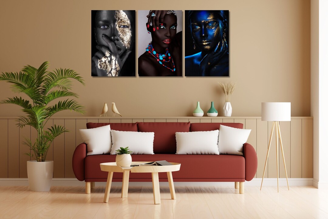 Set of 3 African Woman Canvas African Girl African Women Wall Art Woman Canvas Wall Art Canvas ...