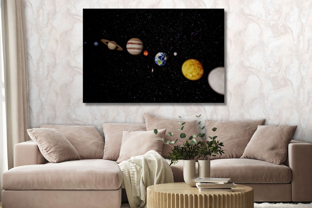 Earth and Planets Canvas/earth and Moon Art/solar System Wall Art ...