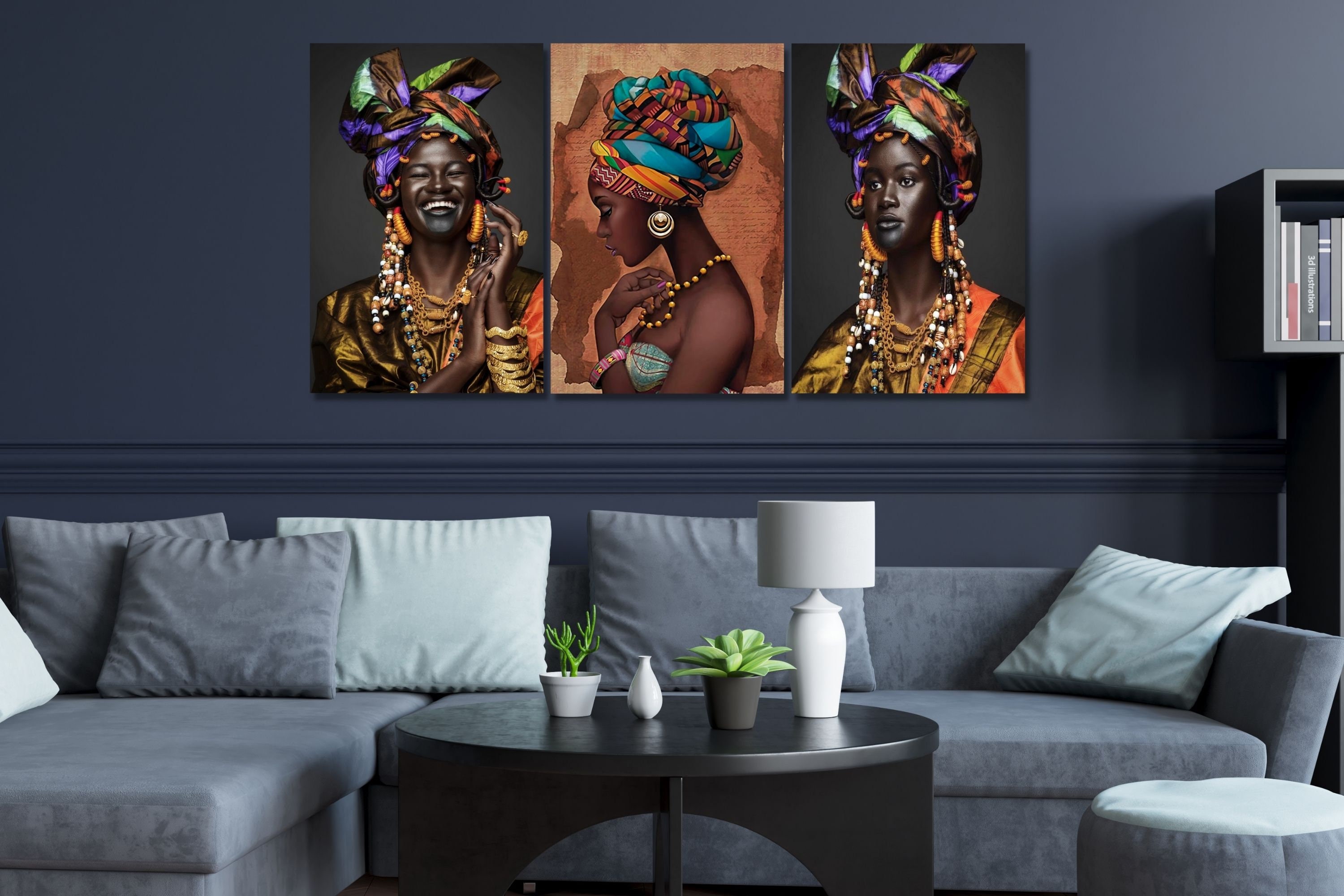 Set of 3 African Woman Canvas African Girl African Women Wall Art Woman Canvas Wall Art Canvas ...