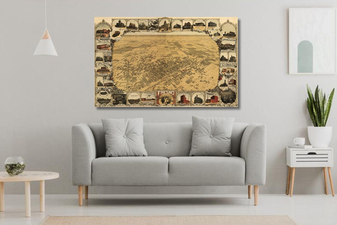 Fresno California Map (1901) Canvas Art/old Fresno Poster/california ...