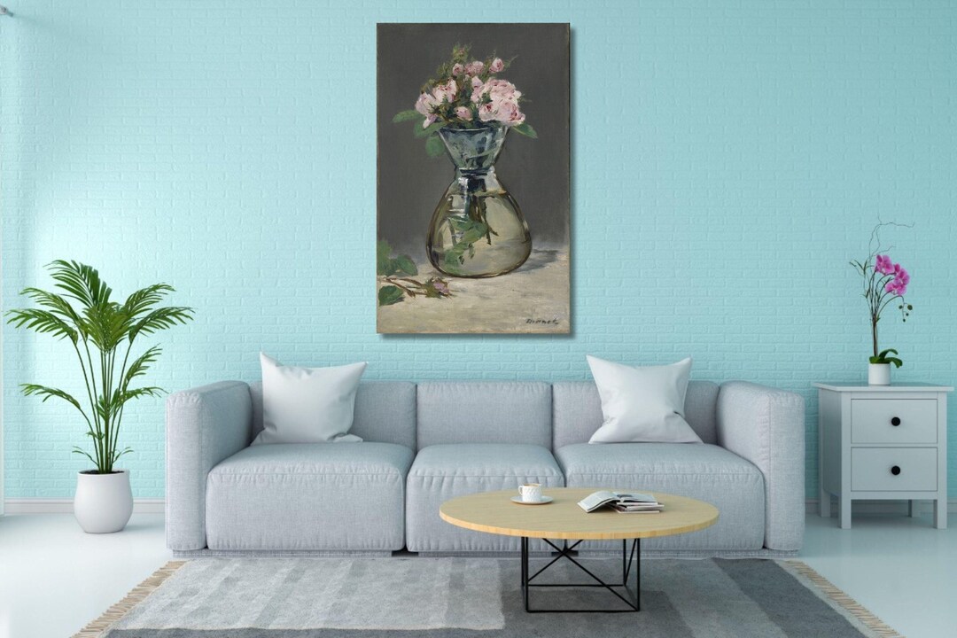 Edouard Manet: Moss Roses in a Vase (1882) Canvas Wall Art, Edouard ...