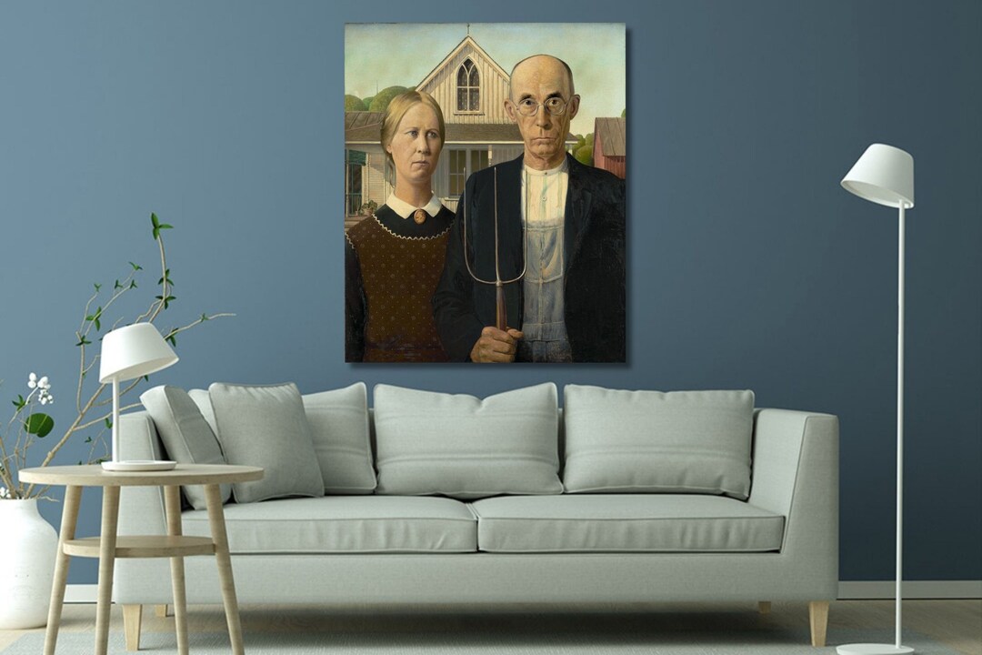Gothic American Grant Wood Painting 1930/grant Wood Canvas Wall Art ...