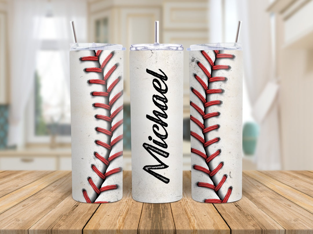 20oz Skinny Tumbler Personalized Seamless Baseball Grunge Designs ...