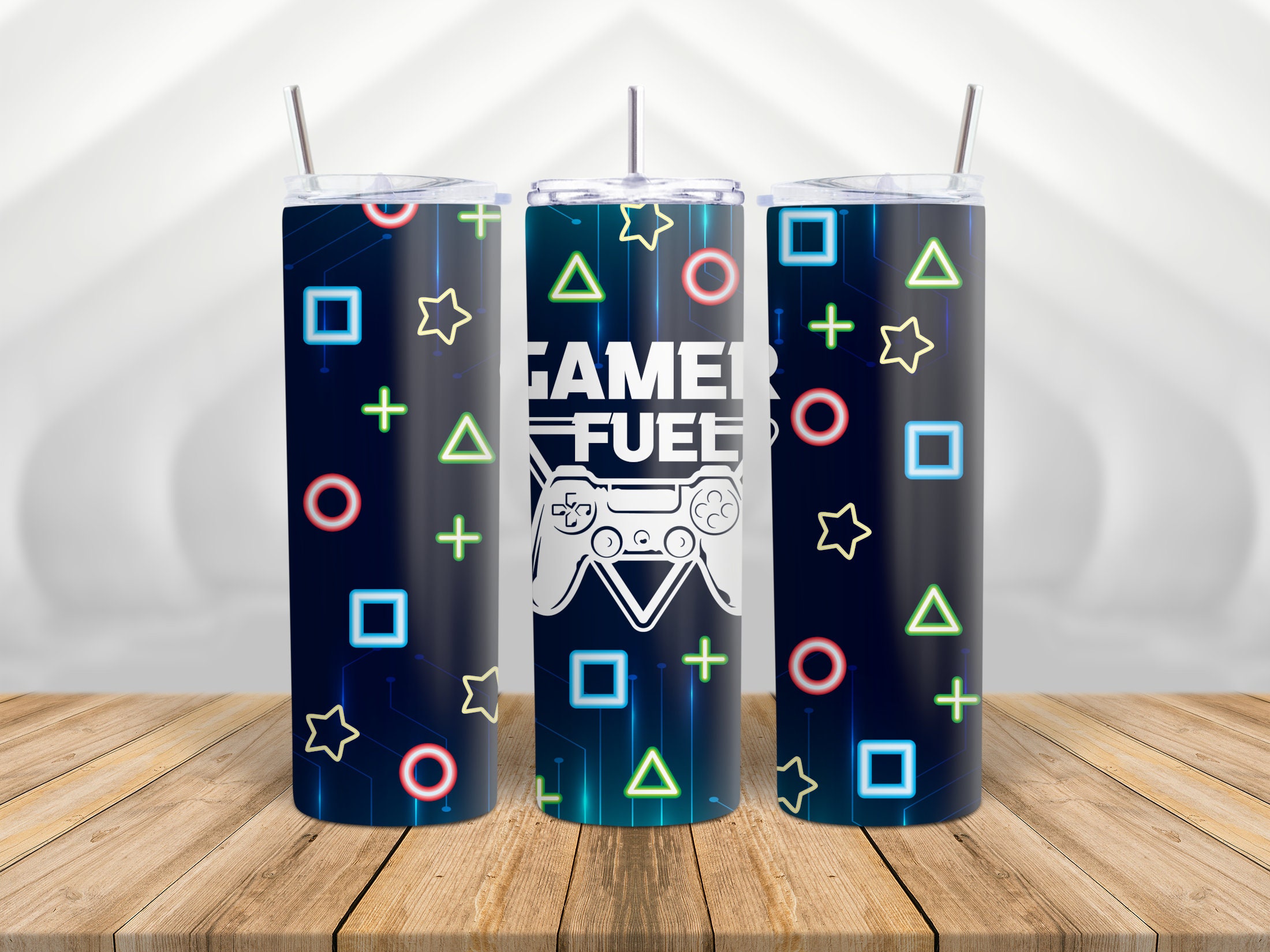 20oz Skinny Tumbler Gamer Fuel Sublimation Design Template, Straight ...