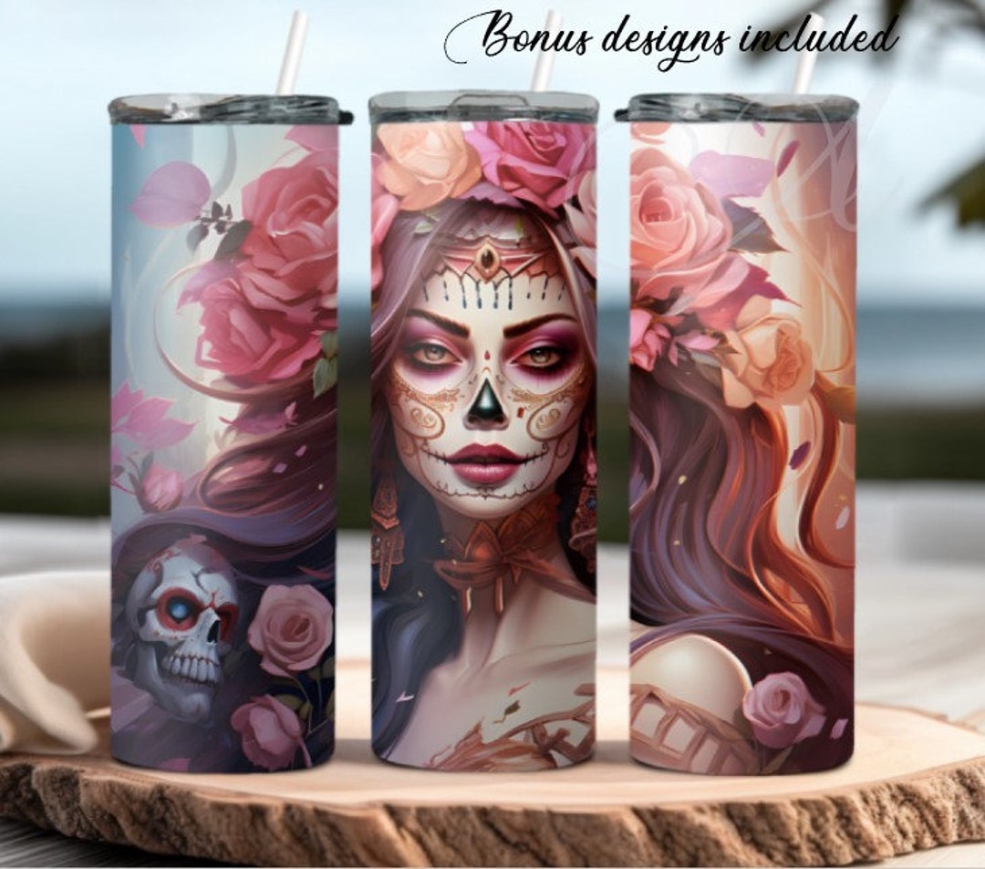 Pastel Day of the Dead Lady Catrina, Calavera, Mexico Folklore 20 Oz ...