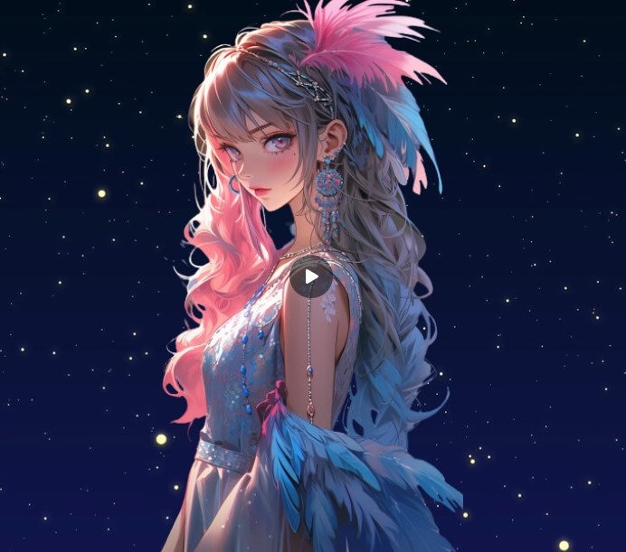 Anime Girl, Animated Version, MP4 File, AI Digital Art, Hyper-detailed ...