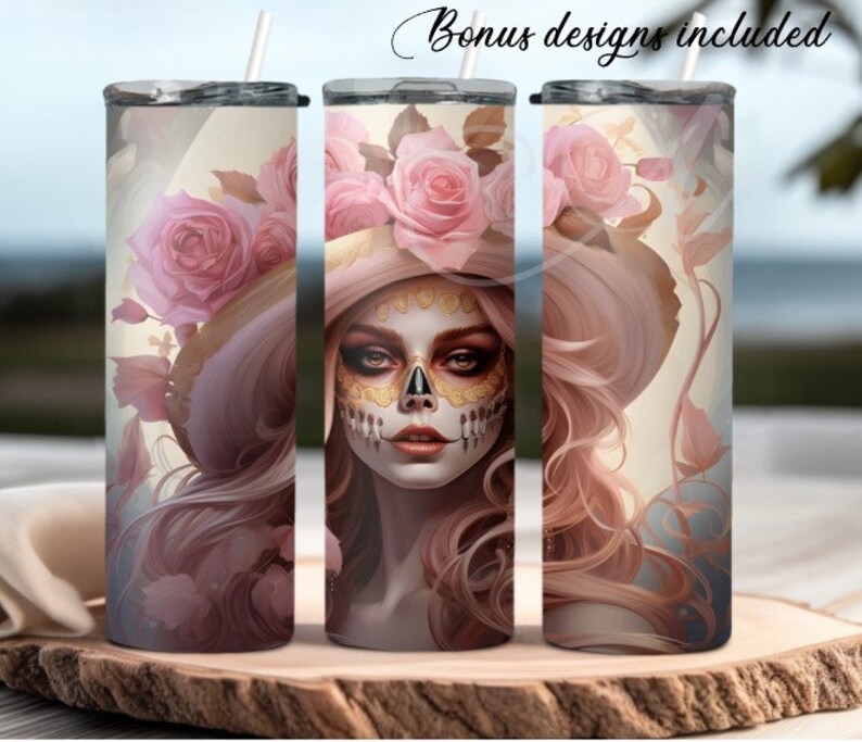 Pastel Day of the Dead Lady Catrina, Calavera, Mexico Folklore 20 Oz ...