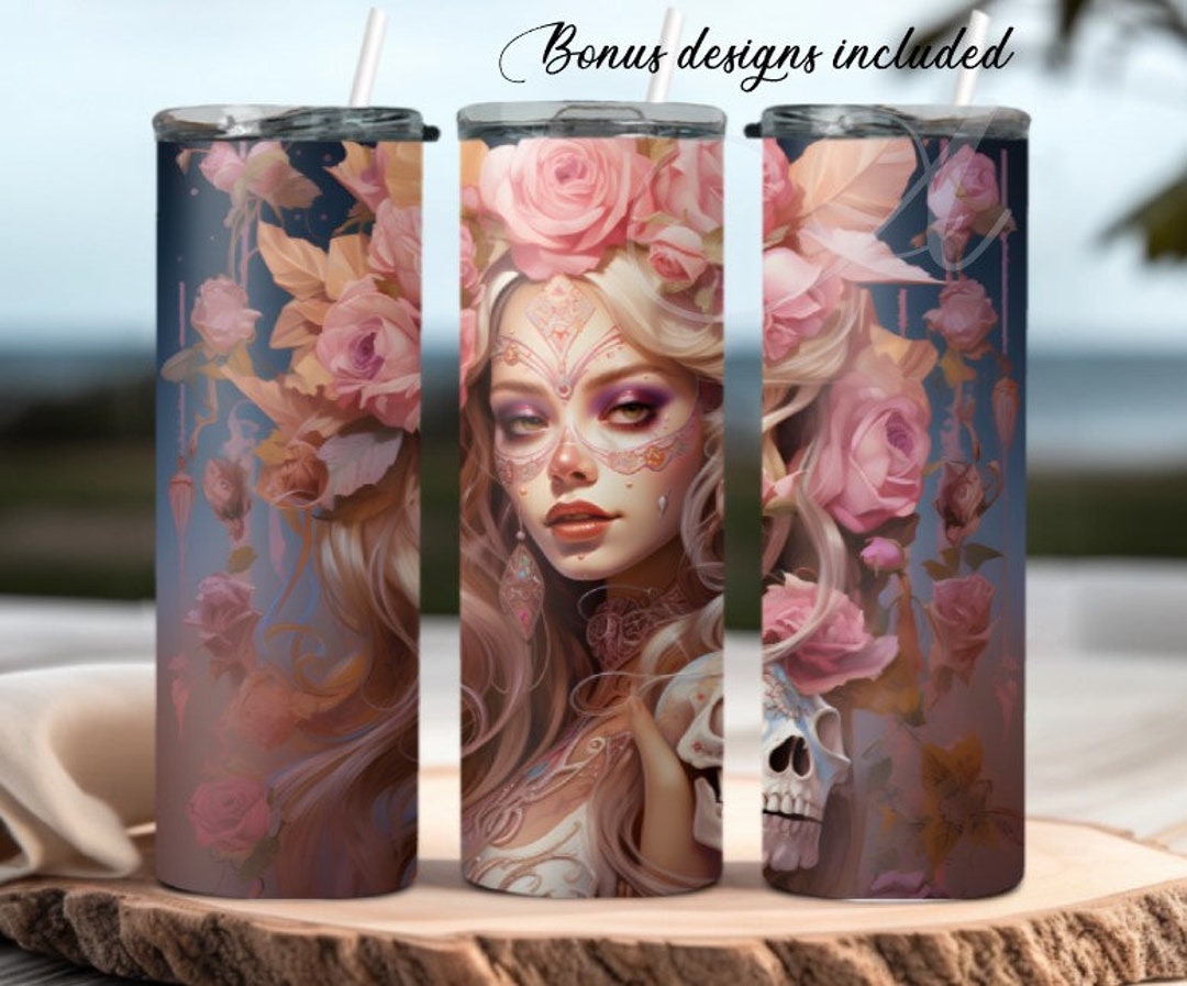 Pastel Day of the Dead Lady Catrina, Calavera, Mexico Folklore 20 Oz ...