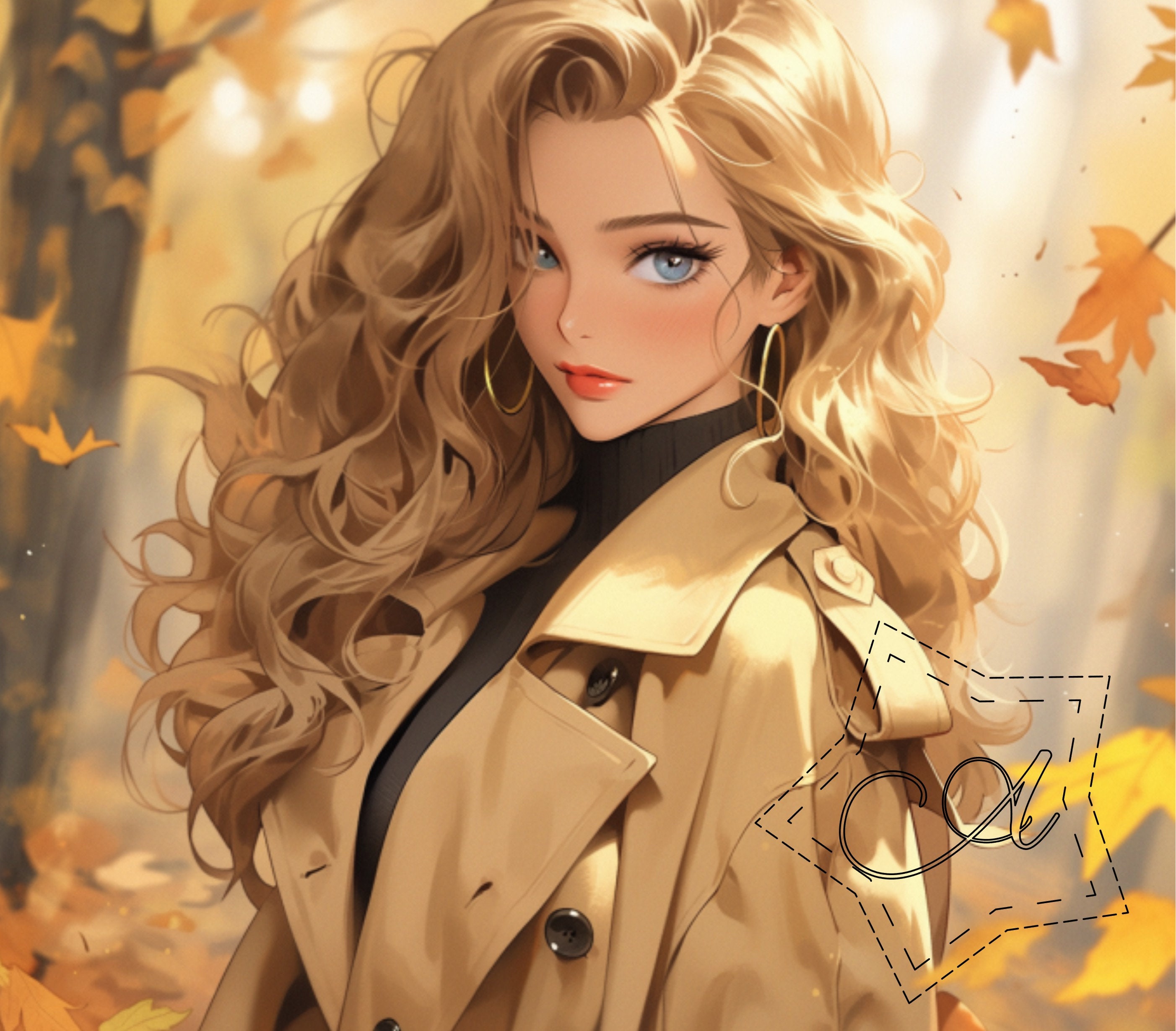 Anime Autumn Girl PNG Design, Png File, Clipart, AI Digital Art, Hyper ...