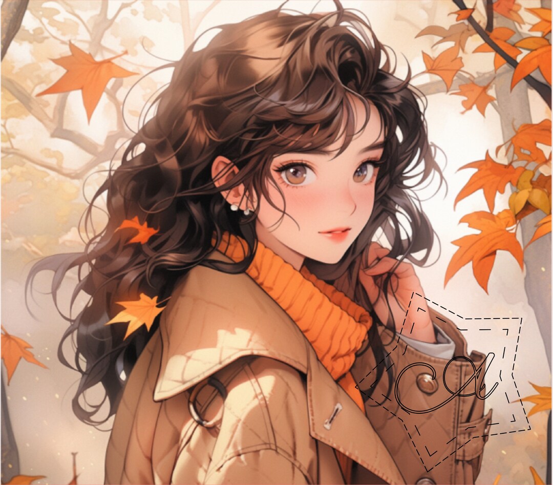 Anime Autumn Girl PNG Design, Png File, Clipart, AI Digital Art, Hyper ...