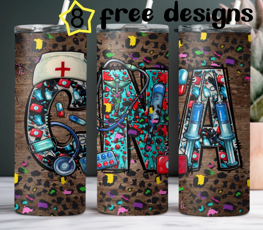 CNA Nurse, 20 Oz Skinny Tumbler Wrap, CNA Nurse Sublimation Design ...