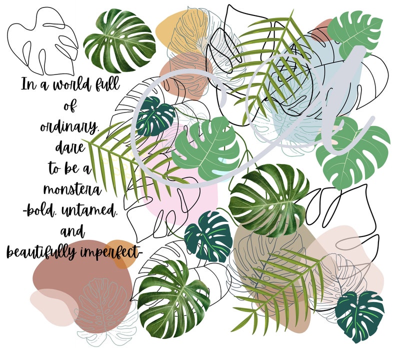 Monstera Quotes Design, 20 Oz Skinny Tumbler Sublimation Design, Unique ...