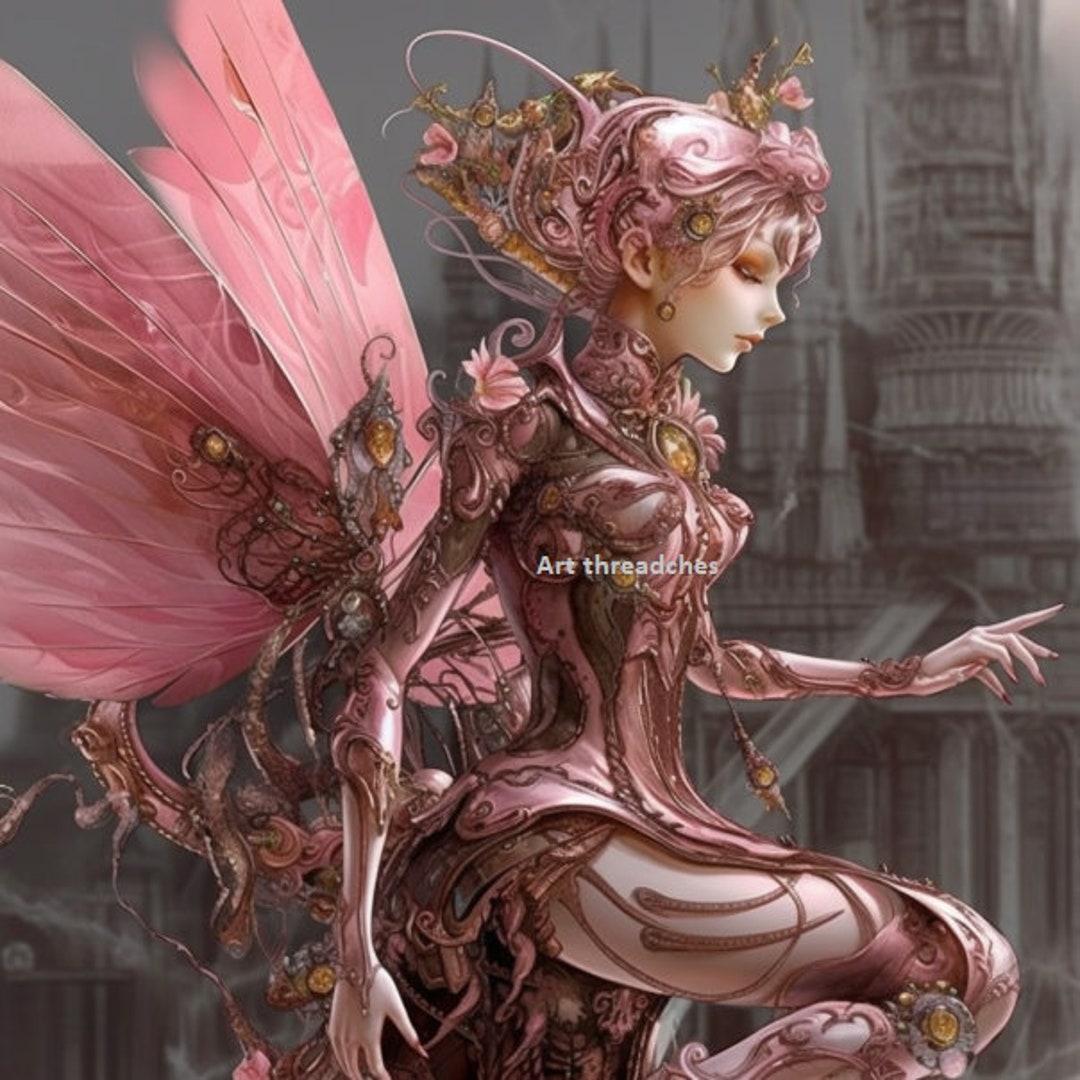 Beautiful Pink Fairy, AI Digital Art, Hyper-detailed Fantasy Fairy - Etsy
