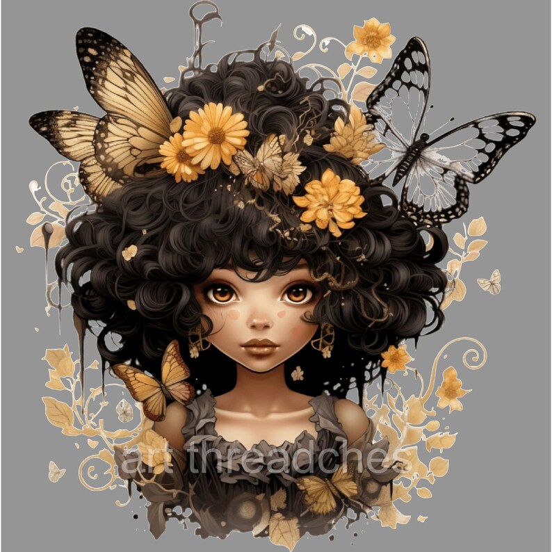 Bundle of 4 Afro Black Fairies Clipart, Watercolor, Ai Digital Art, PNG ...