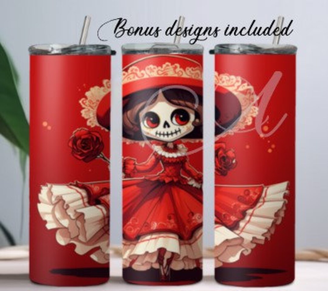 La Catrina Dancing Red Background Sombrero Mexico Folklore - Etsy