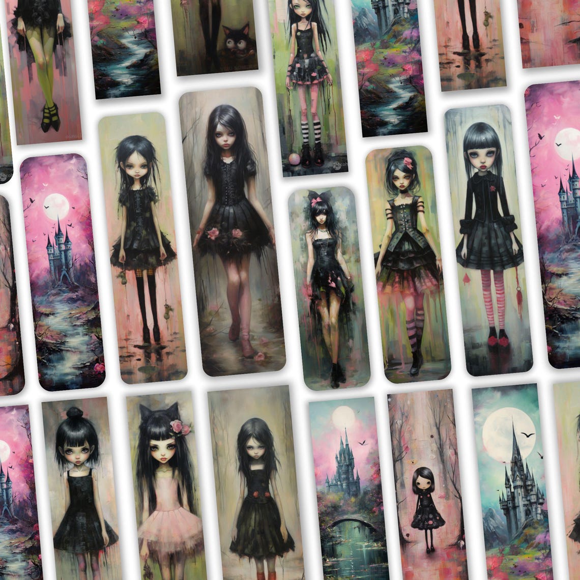 Little Vampires Printable Bookmarks 16 Cute Mixed Media Bookmark on 4 ...