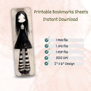 Cute Gothic Paper Doll Printable Bookmarks 16 Cute Mixed Media Bookmark ...