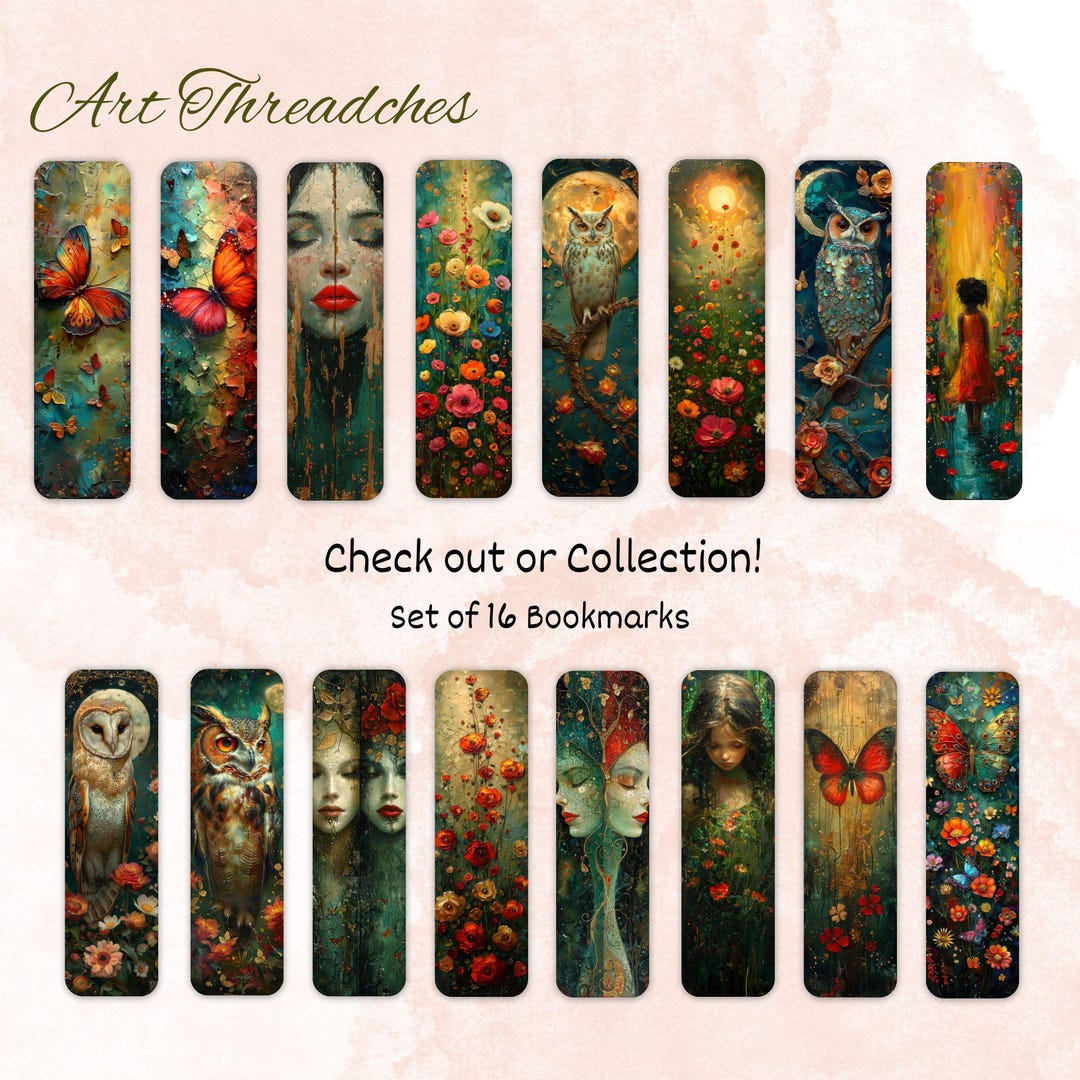 Oil Painting Enchanted Forest Art | Printable Bookmarks| 16 Cute Mixed ...