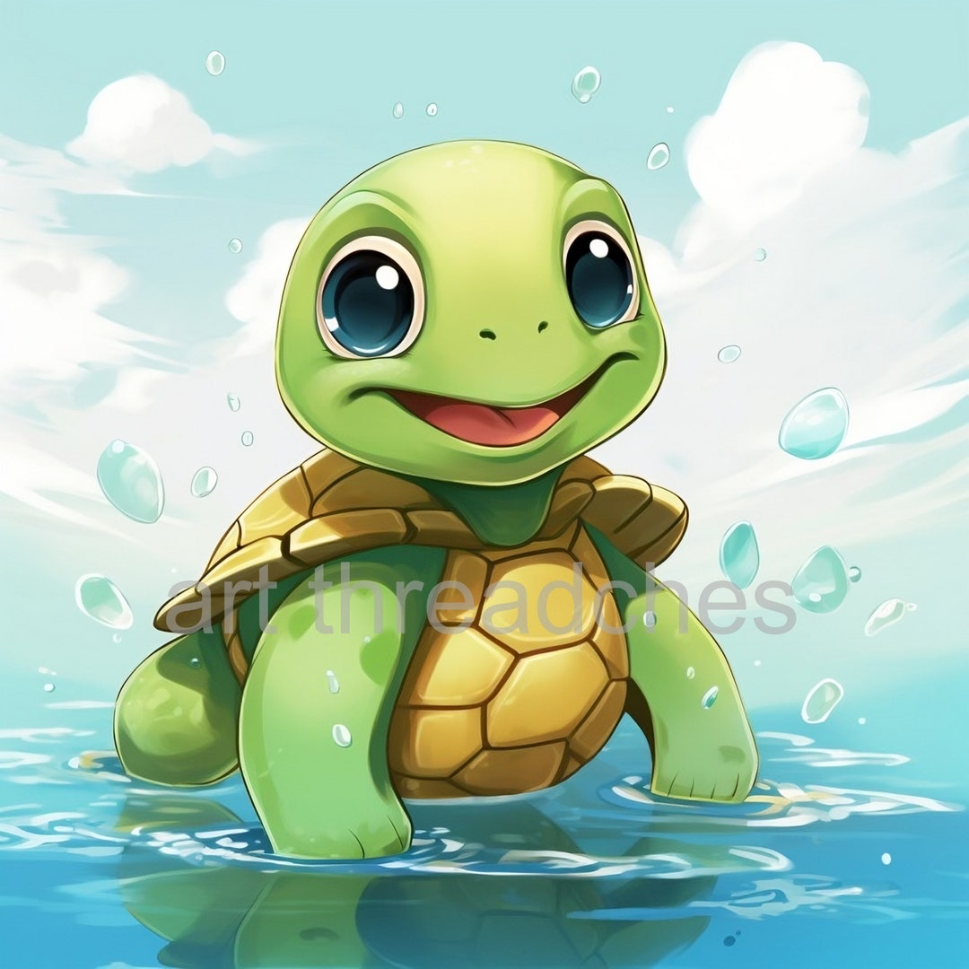 Cute Baby Turtle , AI Digital Art, Kawaii, Cardmaking, Stickers Making ...