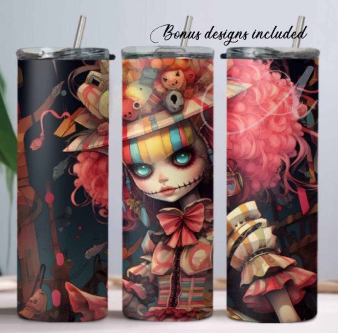 Scary Doll Dressed in Pastel Colors, Gothic, 20 Oz Skinny Tumbler ...