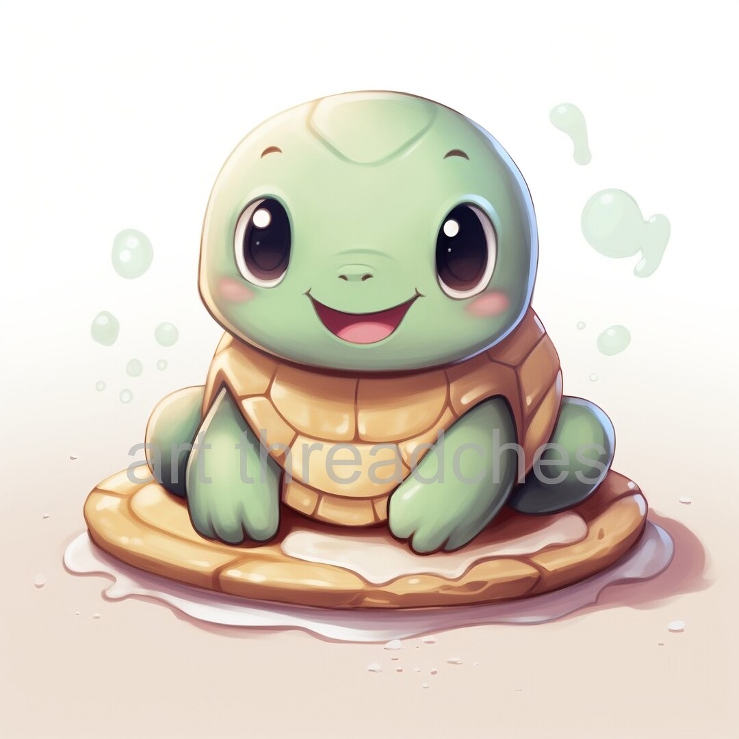 Cute Baby Turtle , AI Digital Art, Kawaii, Cardmaking, Stickers Making ...