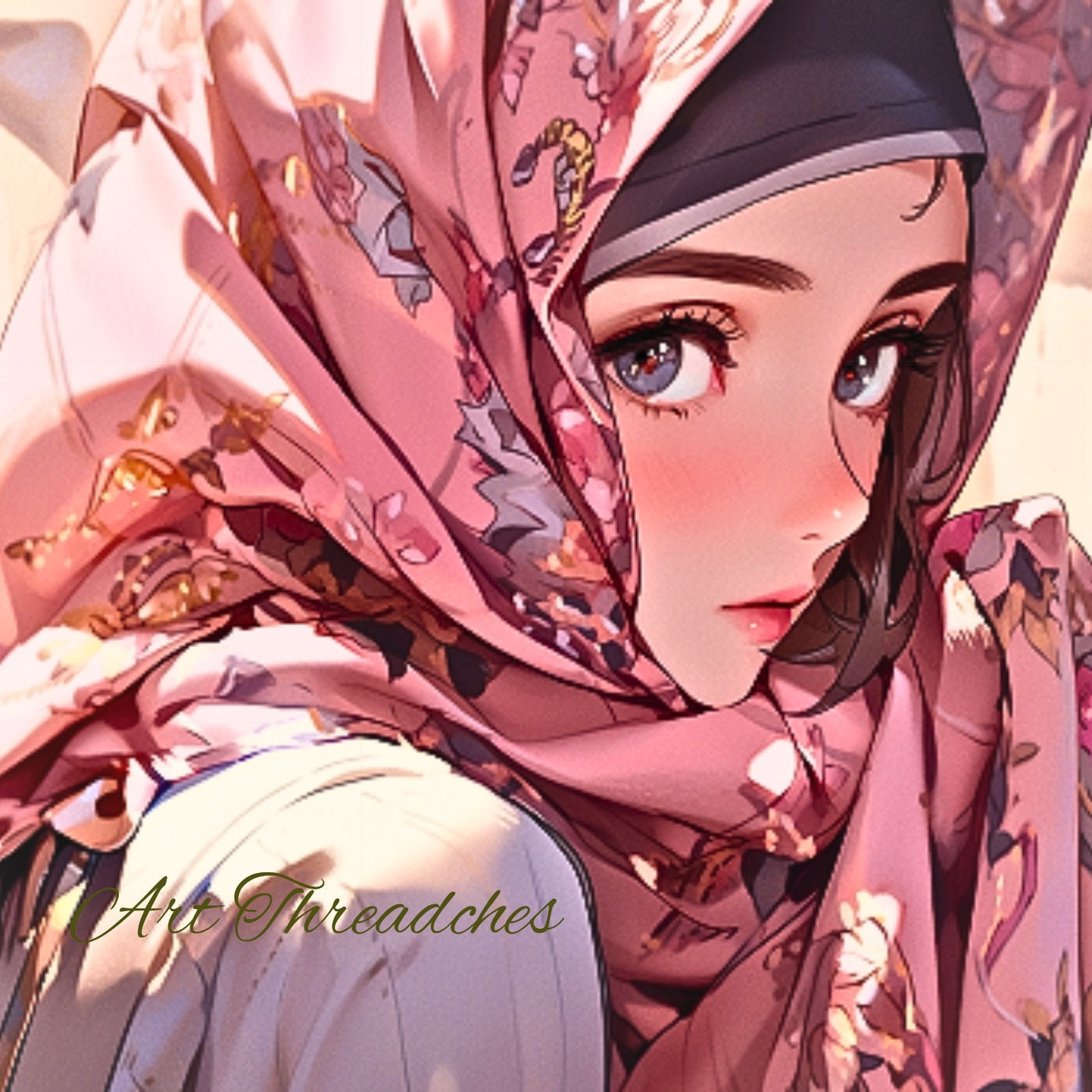 Anime Girl With a Hijab, PNG Design, Png File, AI Digital Art, Hyper ...