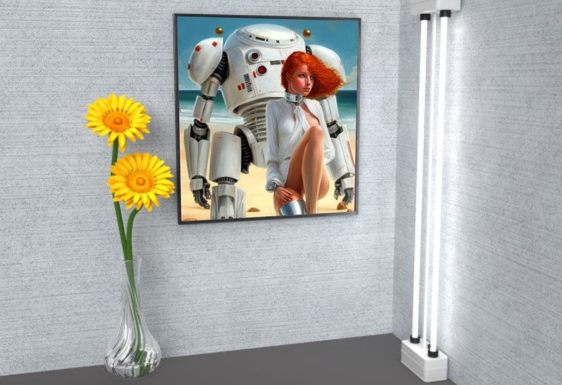 Beautiful Robot Girl on a Beach, AI Digital Art - Etsy