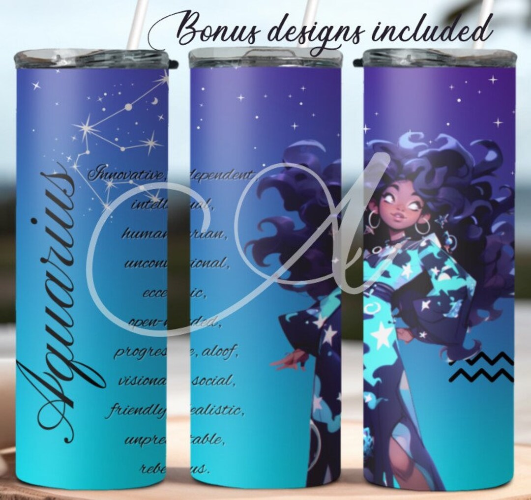 Aquarius. Astrology Anime Girl Design, 20 Oz Skinny Tumbler Wrap, Anime ...