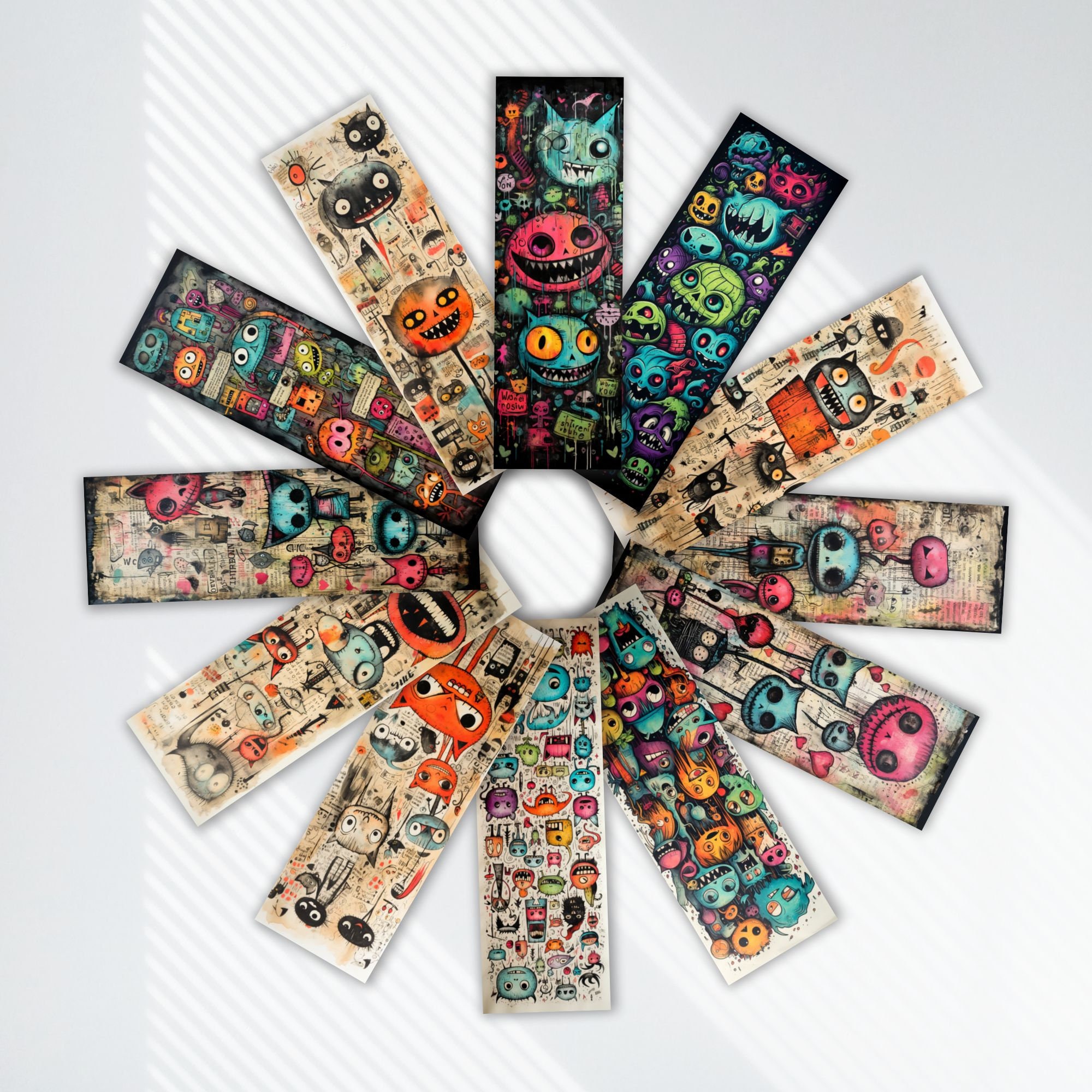 Cute Little Monsters Printable Bookmarks| 16 Cute Mixed Media Bookmark ...