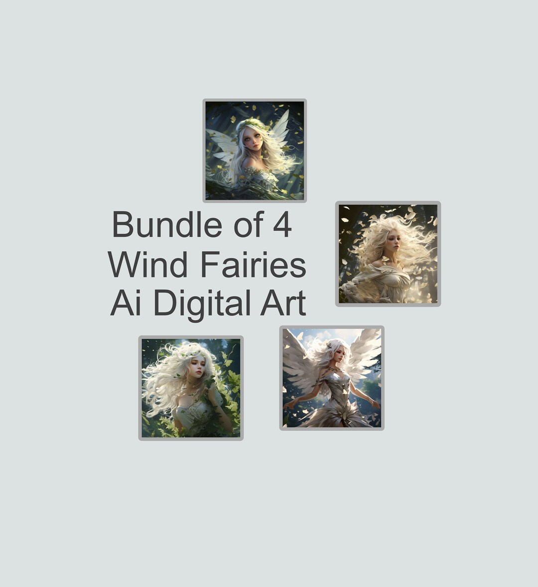 Bundle of 4 Beautiful Wind Fairies Clipart, Watercolor, Ai Digital Art ...