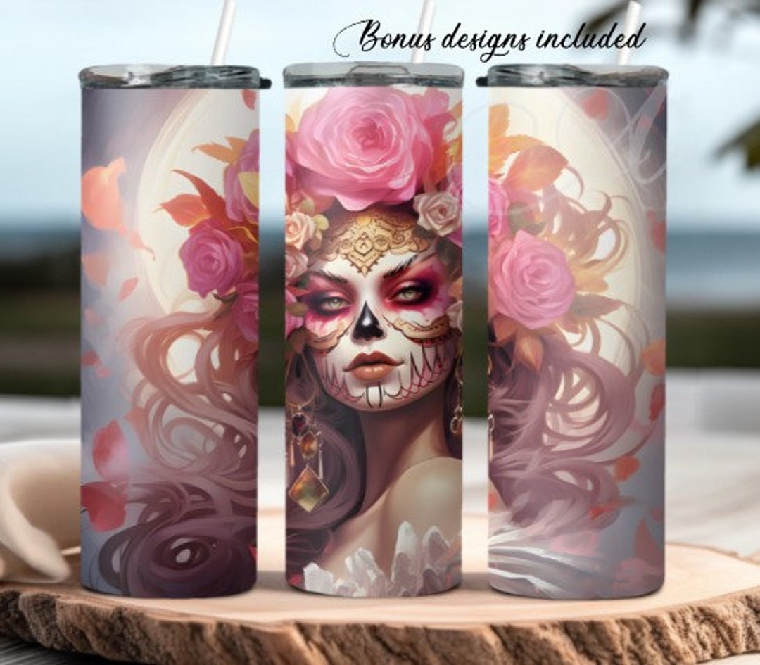Pastel Day of the Dead Lady Catrina, Calavera, Mexico Folklore 20 Oz ...
