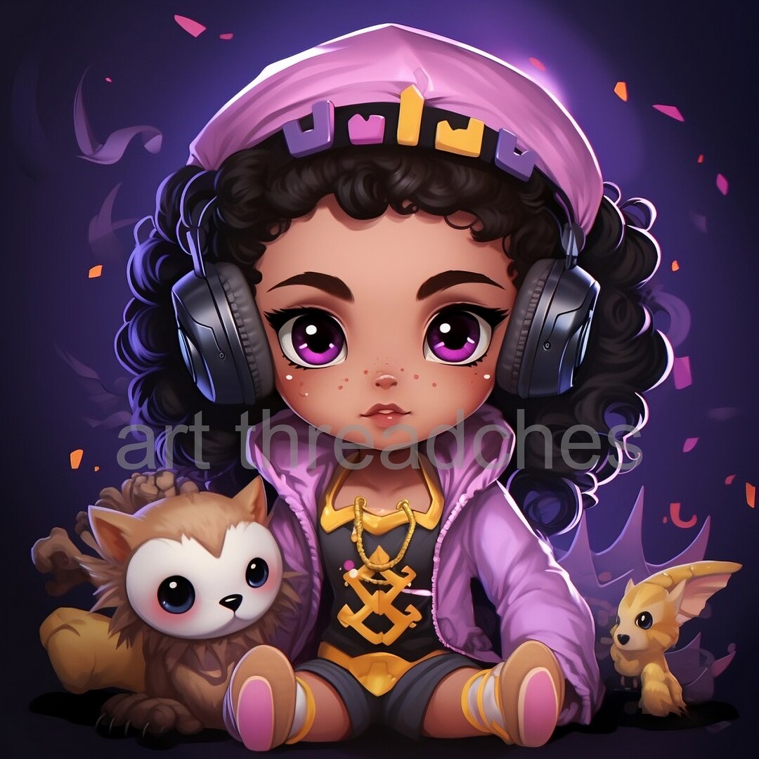 Cindy Lou, Afro Girl With Owls, AI Digital Art, Fantasy, Anime, Kawaii ...