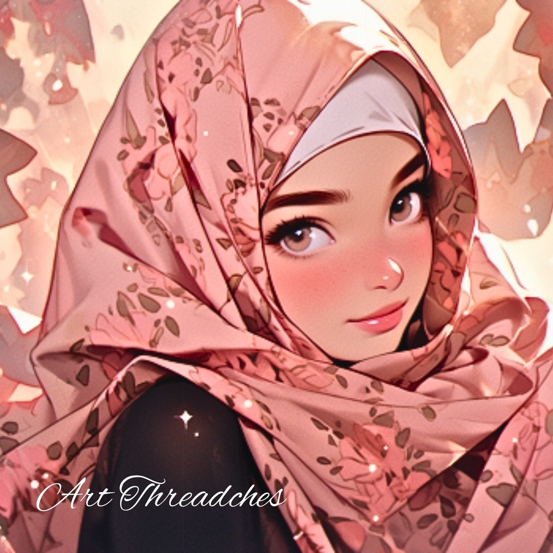 Anime Girl With a Hijab, PNG Design, Png File, AI Digital Art, Hyper ...