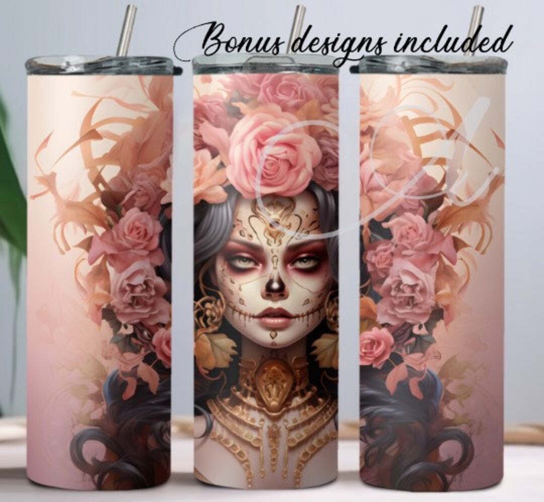 Pastel Day of the Dead Lady Catrina, Calavera, Mexico Folklore 20 Oz ...