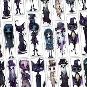 Halloween Characters, Printable Bookmarks| 16 Cute Mixed Media Bookmark ...
