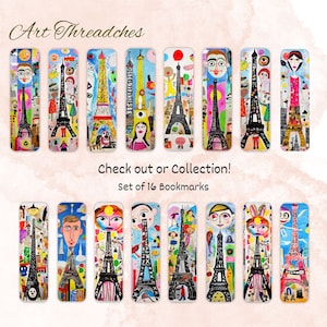 Paris Doodle Printable Bookmarks| 16 Cute Mixed Media Bookmark on 4 ...