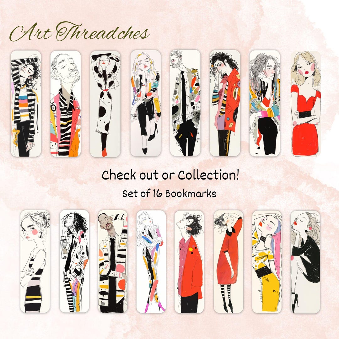 Beautiful People Hand Drawn-like Images | Printable Bookmarks| 16 Cute ...