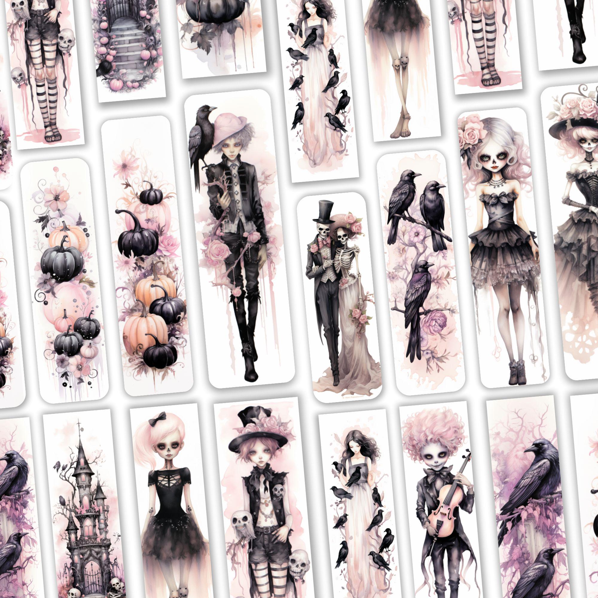 Halloween Coquette, Printable Bookmarks 16 Cute Mixed Media Bookmark on ...