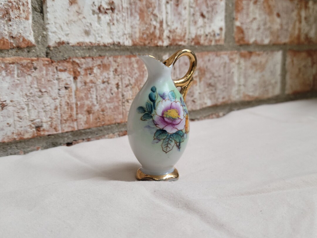 Vintage Miniature Pitcher- Antique Tiny Pitcher / Vase, Made in Japan ...