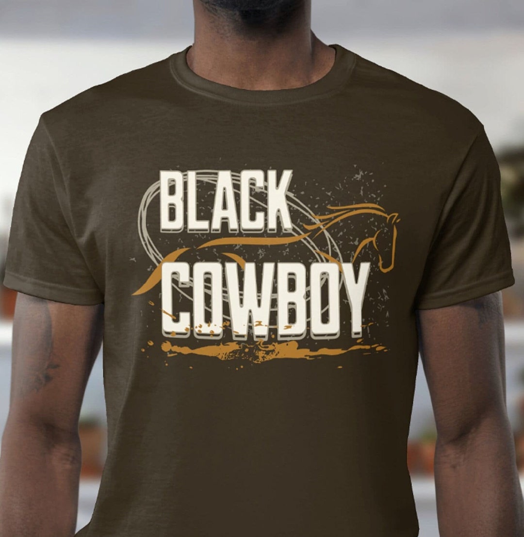 Black Cowboy Shirt Graphic T Shirt - Brown, Horse Rider Western Outdoor ...