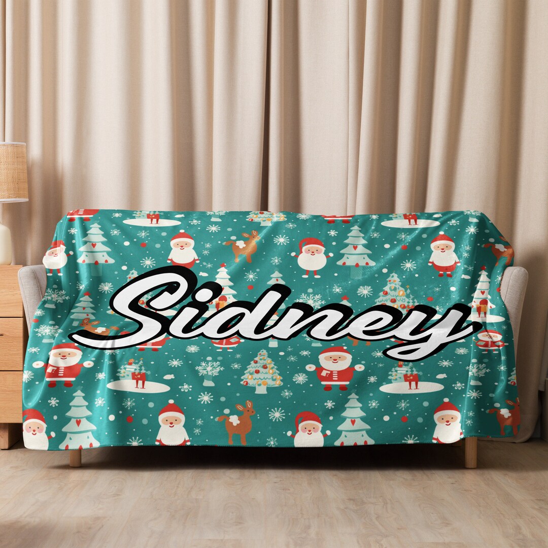 Personalized Cute Kawaii Winter Sherpa Blanket, Custom Name Adorable ...