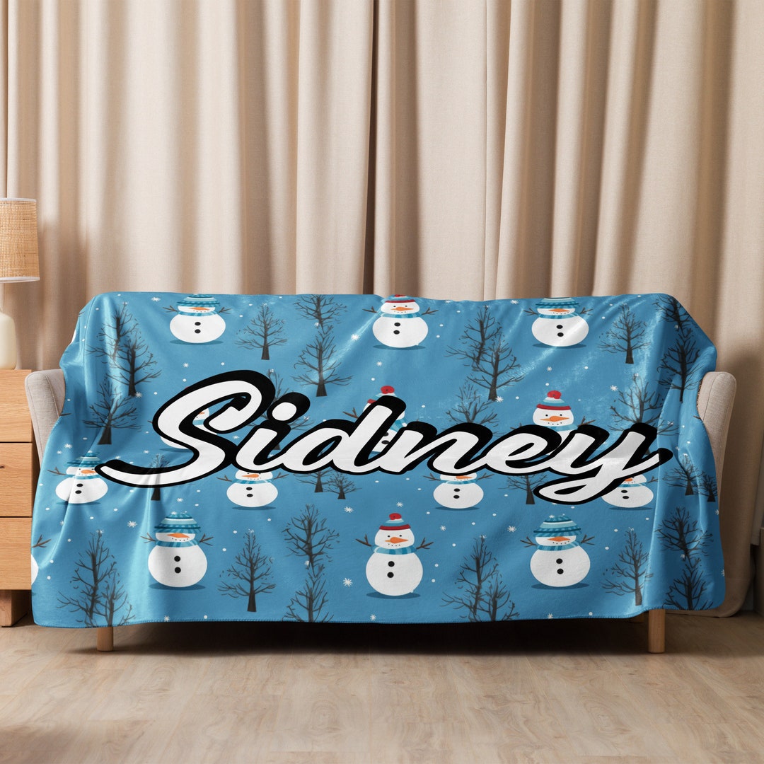 Personalized Cute Kawaii Winter Sherpa Blanket, Custom Name Adorable ...