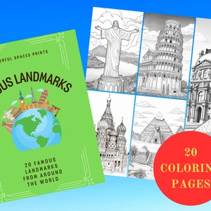 Famous Landmarks Coloring Book Digital Download Instant PDF & PNG Files ...